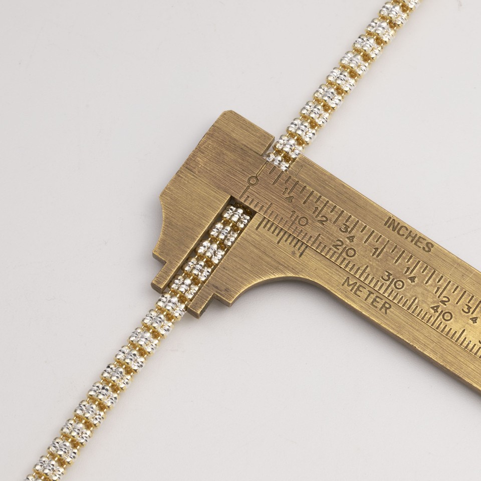 5mm Two-Tone Ice Link Chain 14K Yellow Gold-Plated Silver 925 Italy | eBay