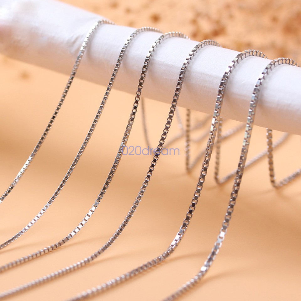 Real 925 Sterling Silver Necklace 16-24" inch Box Chain Stamped Italy ...