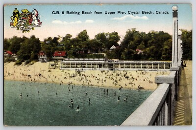 Postcard CB 6 Bathing Beach from Upper Pier Crystal Beach Canada | eBay