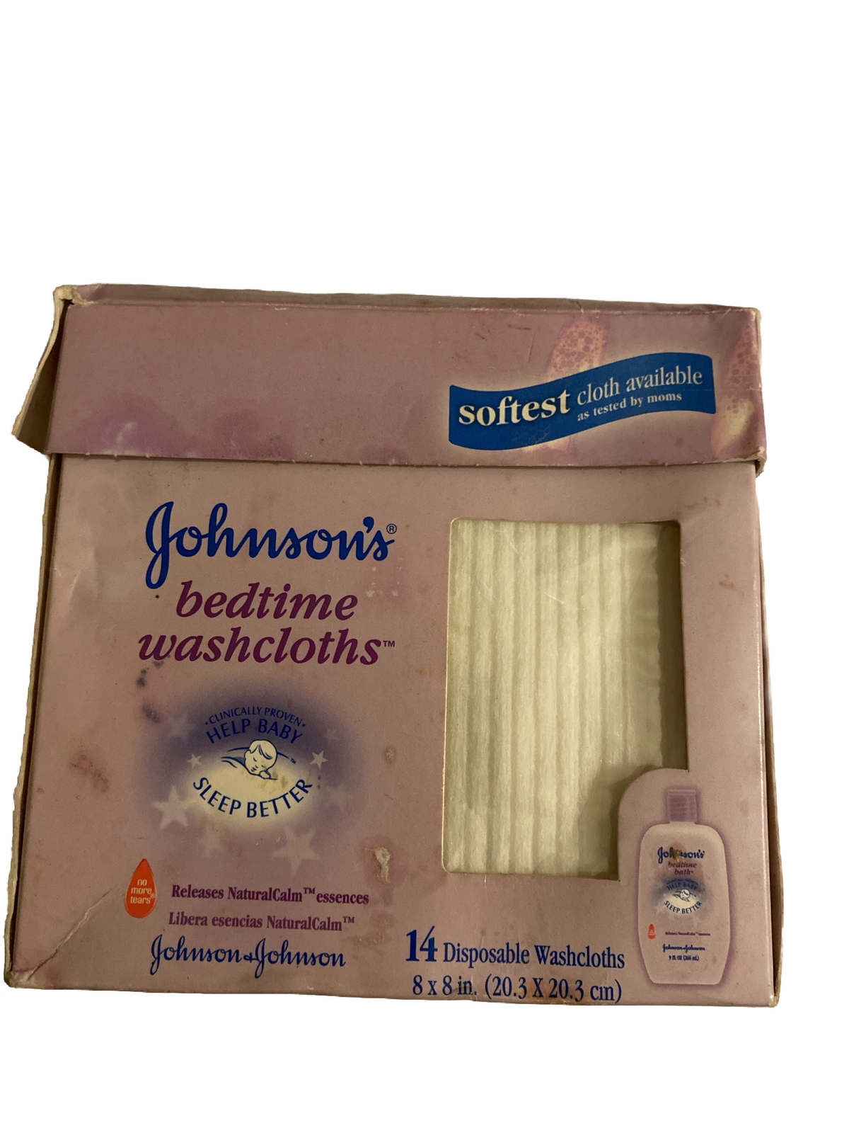 JOHNSON’S BABY BEDTIME WASHCLOTHS 1 BOX W/14 DISPOSABLE WASHCLOTHS ...