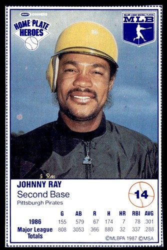 1987 Kraft Home Plate Heroes Johnny Ray Pittsburgh Pirates #14 | eBay
