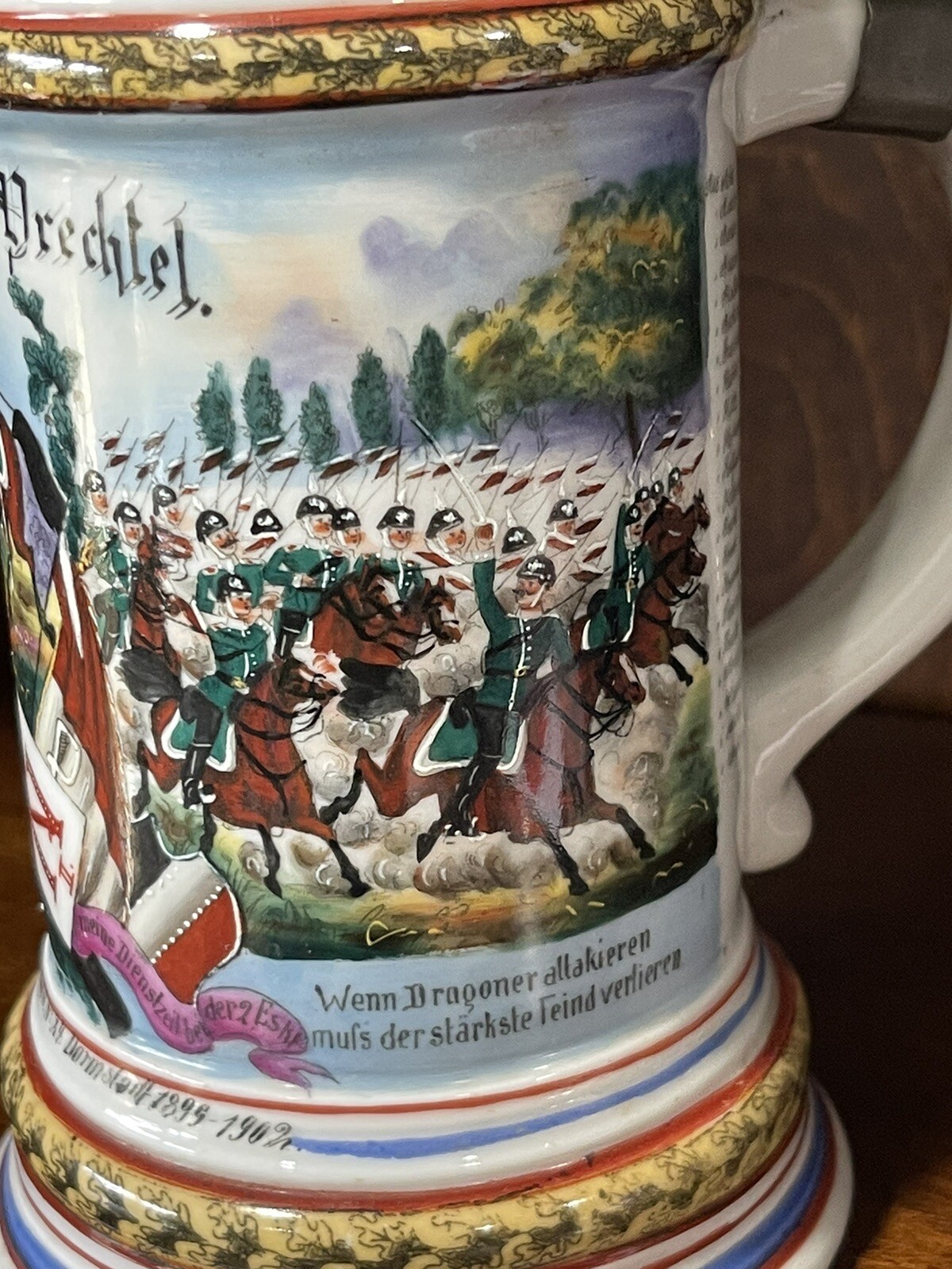 Antique German Germany WW1 Regimental Cavalry Porcelain Litho Lidded ...