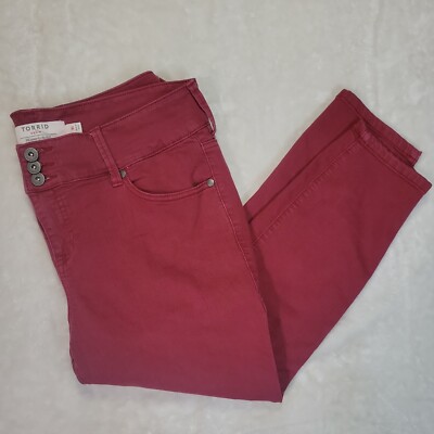 Torrid Denim 16 Woman's Jegging Mid-Rise Berry Red Jeans Stretchy | eBay