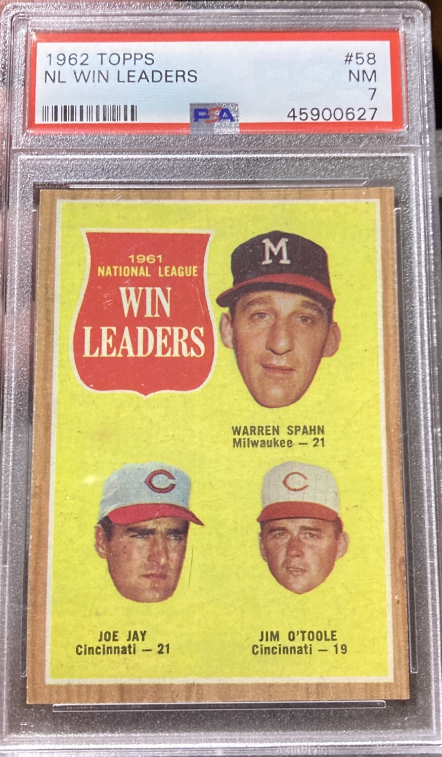 1962 Topps - League Leaders #58 Jim O'Toole, Joey Jay, Warren Spahn for ...
