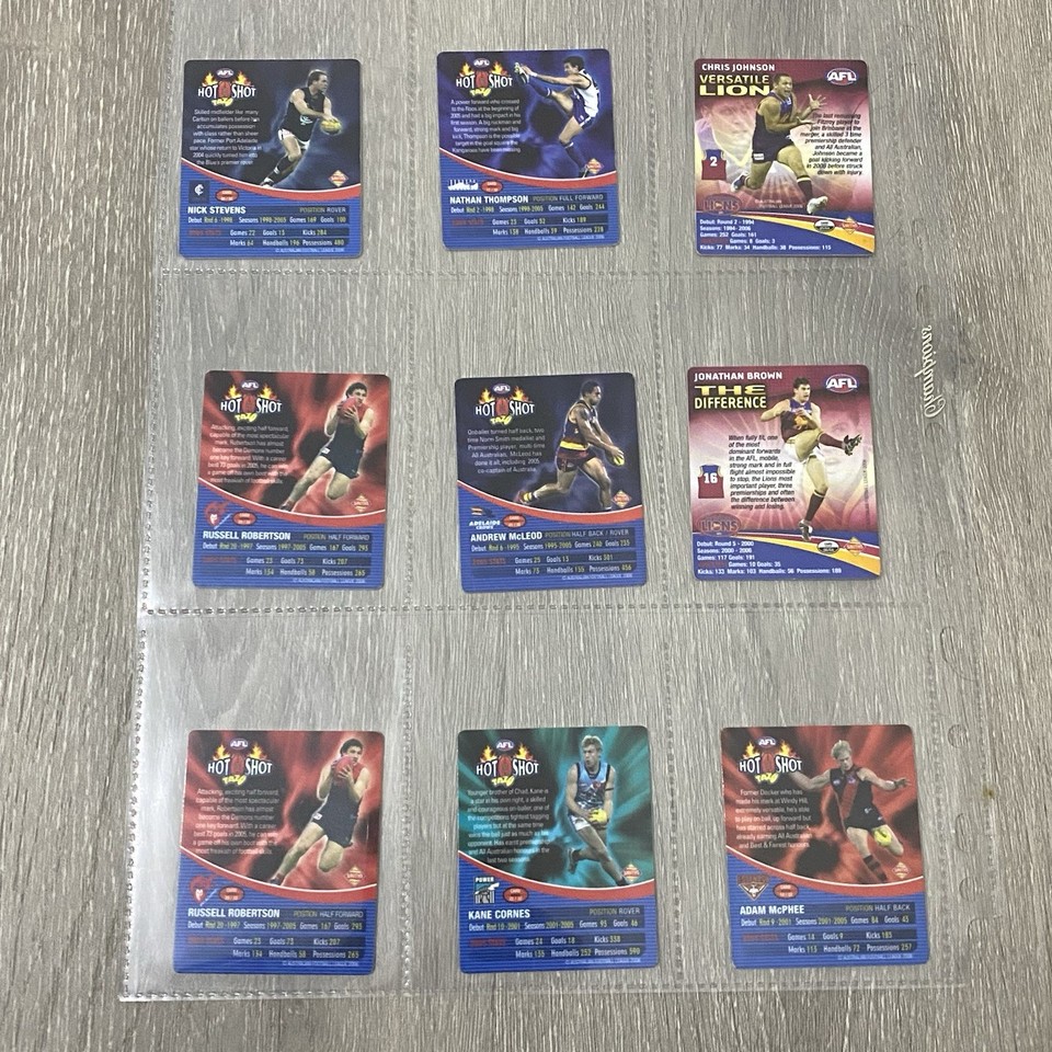 Vintage AFL Select Trading Card & Tazo Lot Bundle Firepower Burst Footy ...