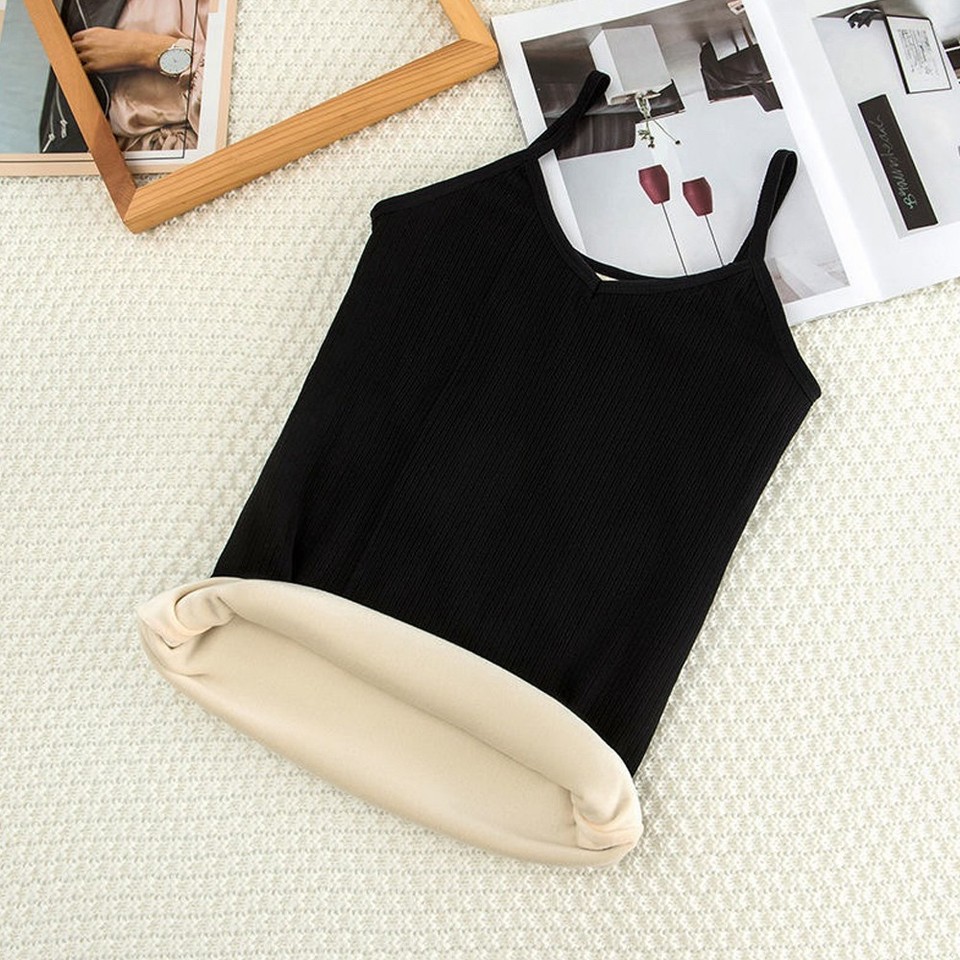 Women's Bottom Tops Velvet Camisole Tops Sleeveless Vest Warm Thermal ...