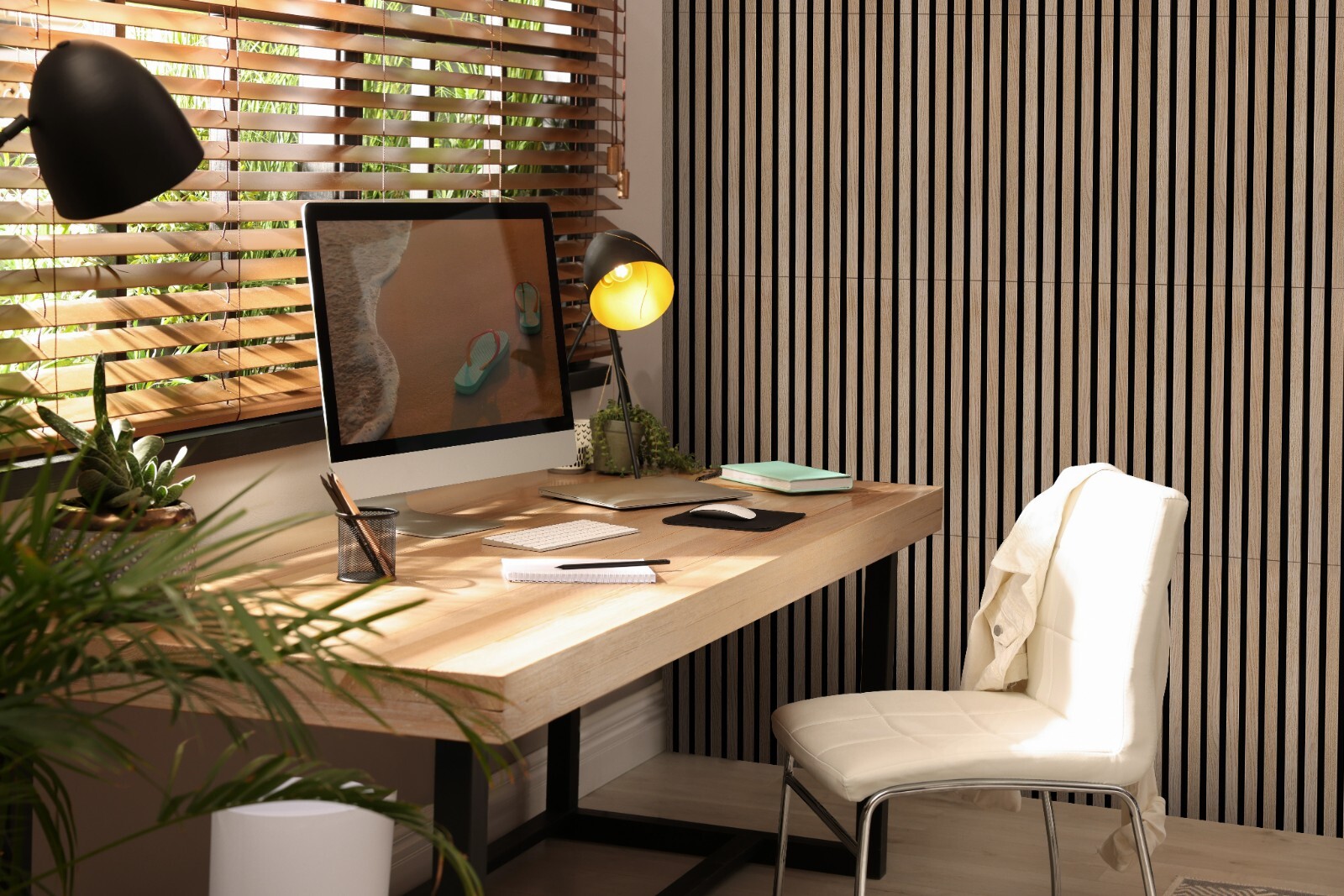 Real Oak Veneer Slat Wall on Black Felt Panel- Set of 2 Panels ...