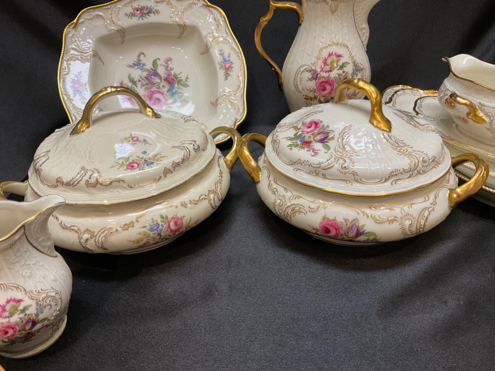 Hand Painted German Dinnerware Service for 12 Rosenthal Diplomat 123 Pc ...