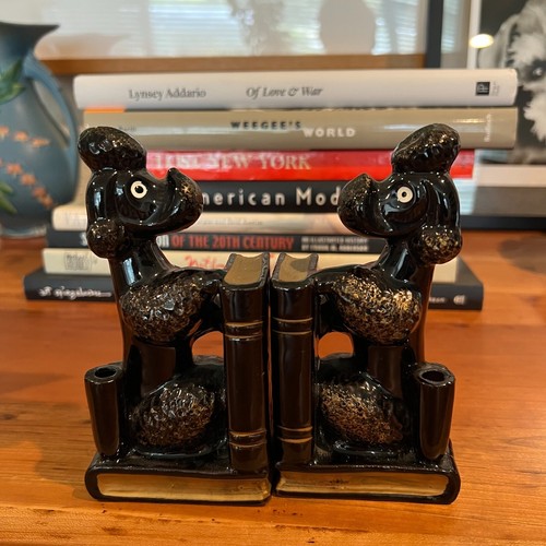 Vintage Black Poodle Bookends with Pen Holders from 1950s | eBay