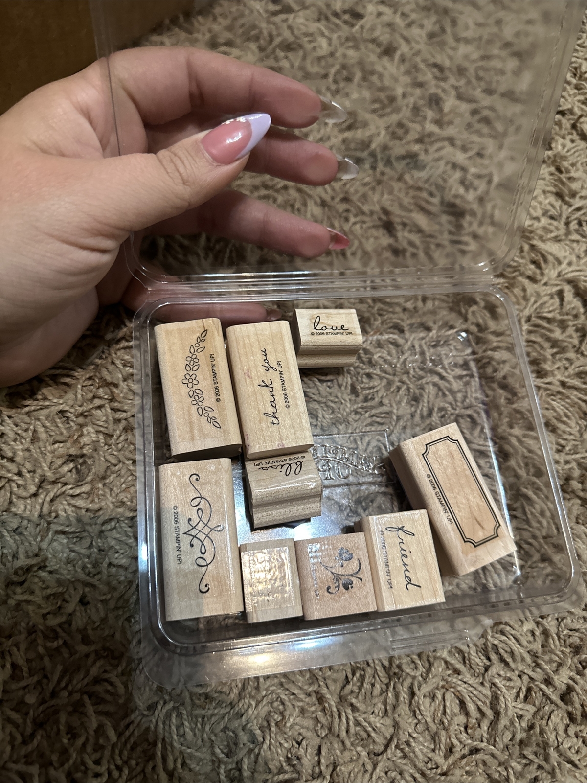 Stampin' Up! 2006 Noteworthy Sayings Love Thank You Wooden Rubber Stamp ...