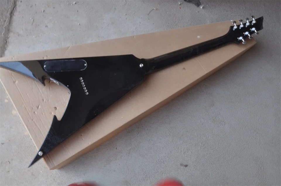 Factory Customized New V Shape Black 7-string Electric Guitar High ...