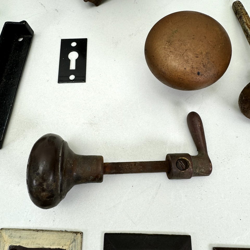 Lot of Antique Door Knobs Rim Locks Plates Porcelain Brass Hardware ...