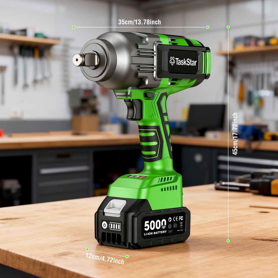 Taskstar 2000Nm Brushless Impact Gun 3/4" 1475ft-lbs Torque Auxiliary ...