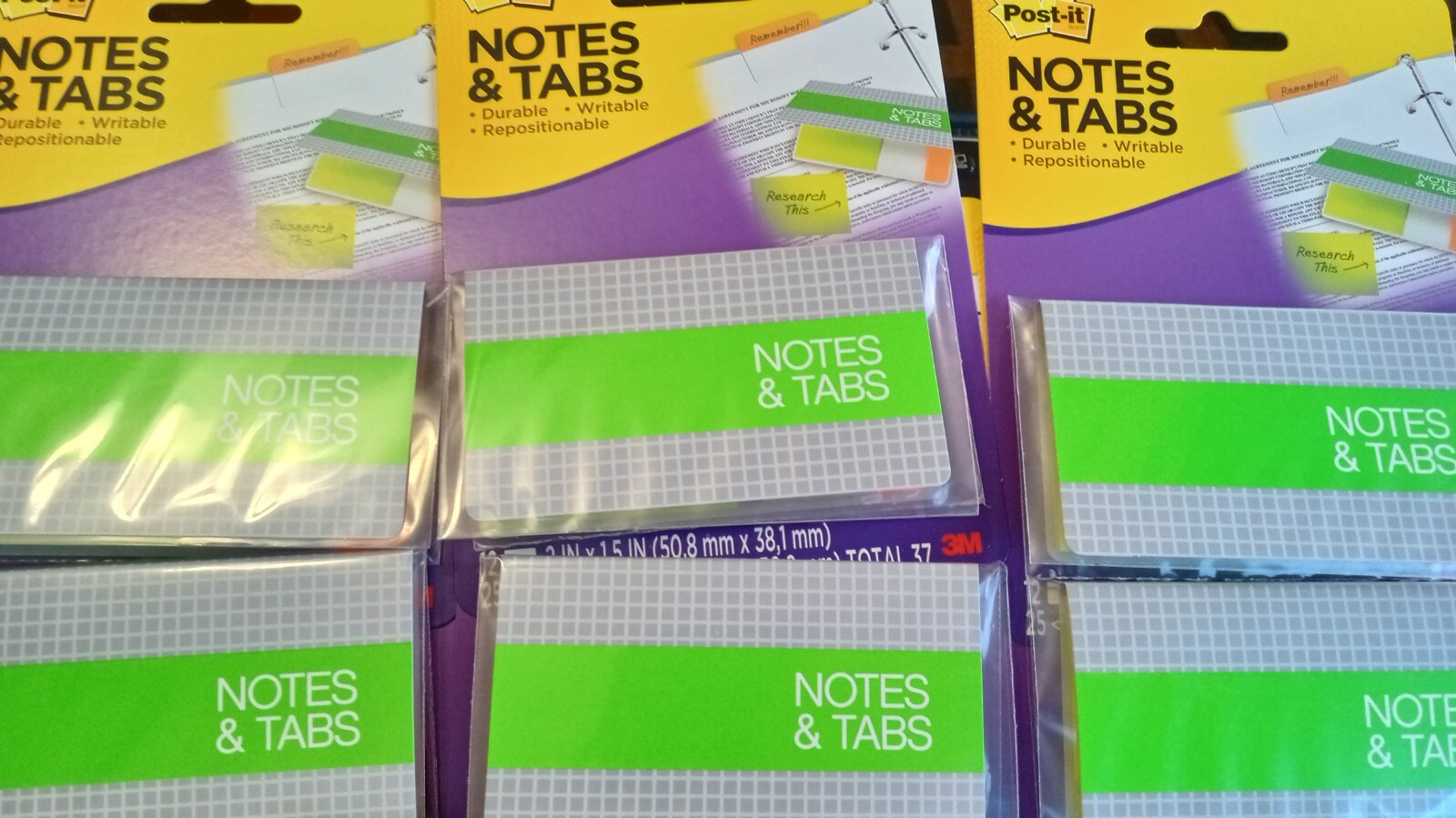 24 Packs of Post-it Notes & Tabs, Orange/Green, 12 Tabs-2 x 1.5, 25 ...