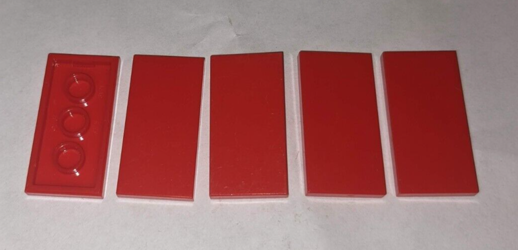 Lego Lot Of 5 RED 2x4 Smooth Tile Tiles Finishing Floor Piece Part ...