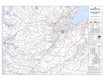 Postcode Sector Map 31 Scottish Highlands (Central) - Laminated Wall ...
