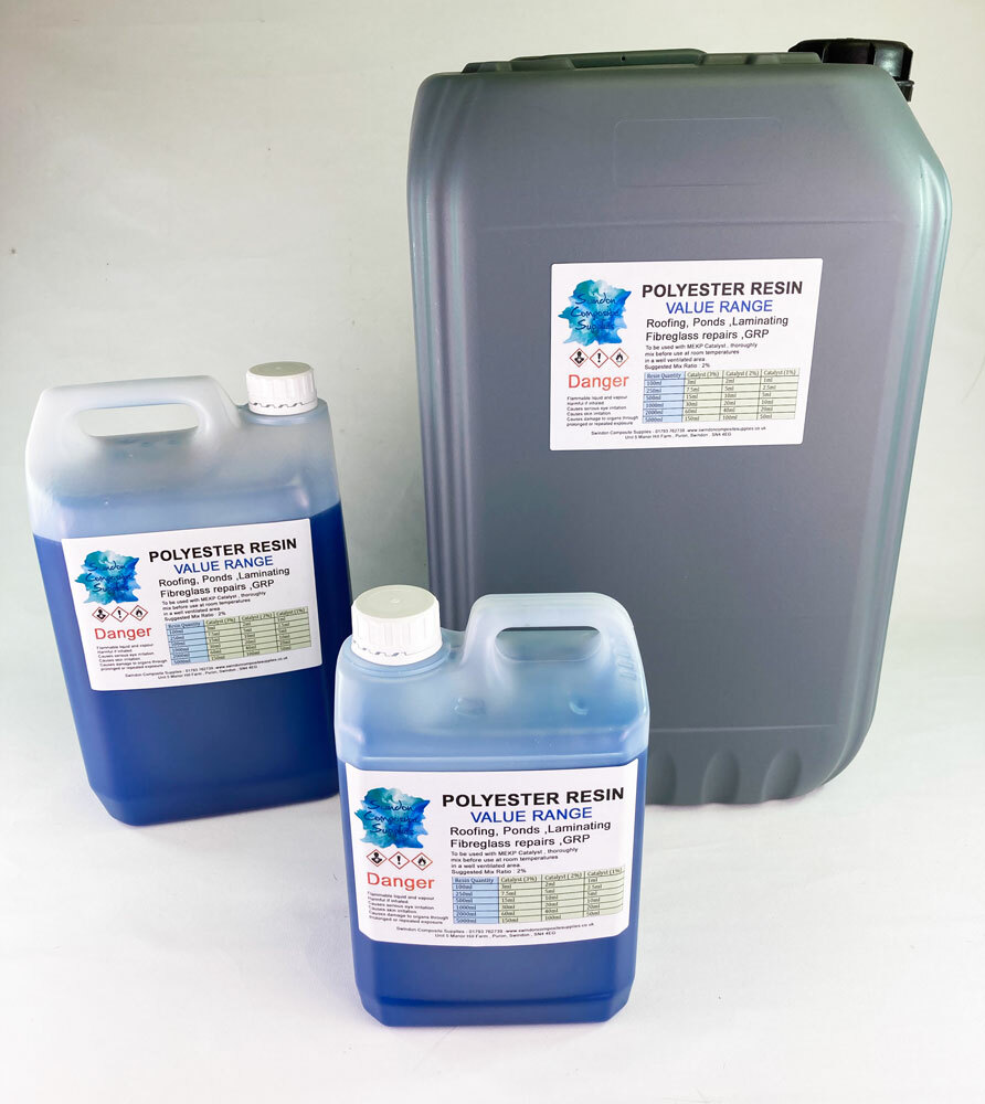 Fibreglass Resin - GRP - Polyester VALUE RANGE - 2.5kg, 5kg ,7.5kg,10kg ...
