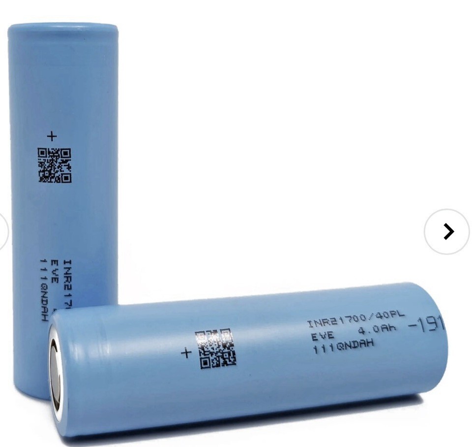 2x Pair EVE 40PL 21700 3.6V Battery Cell 70 AMP Capable Cell Discharge ...