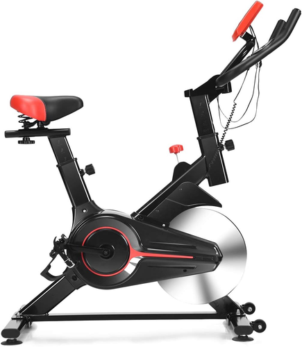 Stationary Bicycle, Indoor Cycling Bike, with Heart Rate Sensors, LCD ...