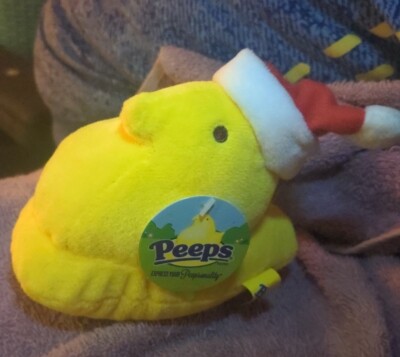 Peeps Christmas Holiday Yellow Chick with Red Santa Hat 5" Plush | eBay