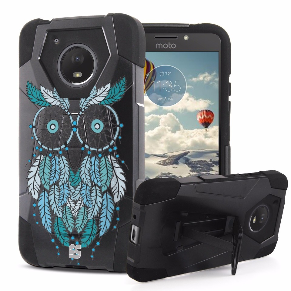 Rugged Dual Layered Case w/Kickstand Cover for Motorola Moto E4 (2017 ...