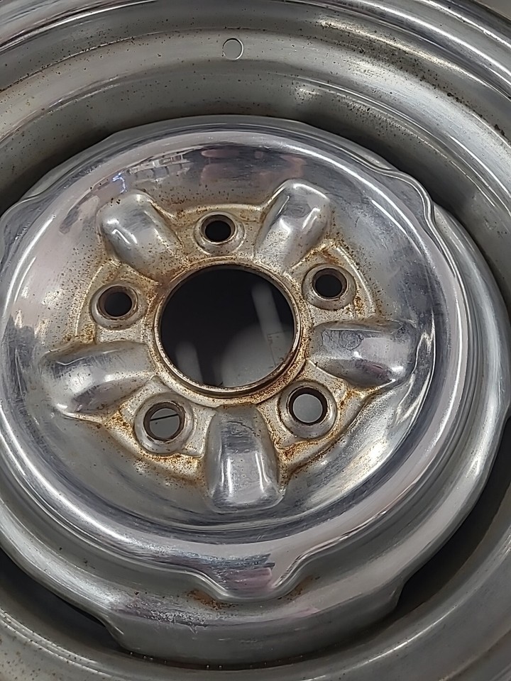 CHROME Reverse STEEL 14x6 5 X 4.75 WHEELS RIMS chevy impala patina ...