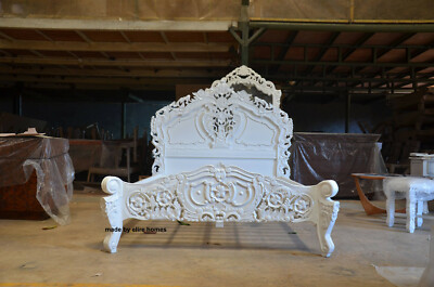 BESPOKE ~ 4'6" Double Mahogany French furniture Baroque WHITE Rococo ...