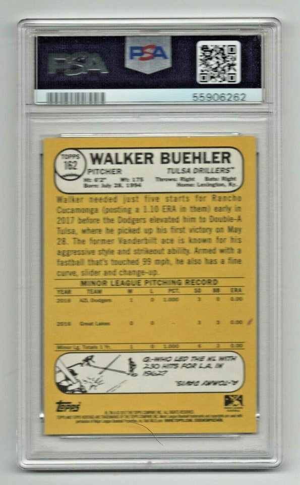 2017 Topps Heritage Minor League * Rookie Card * Walker Buehler * #162 ...