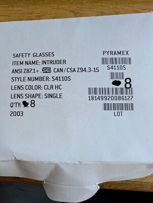 8 PR S4110S CLEAR Lightweight Safety Glasses Protective Work Eyewear ...