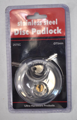 Stainless Steel Disc Padlock 70mm 2570C BS-0103 Weatherproof Rustproof ...