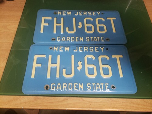 Vintage New Jersey Garden State Blue License Plate Set Plates Pair ...