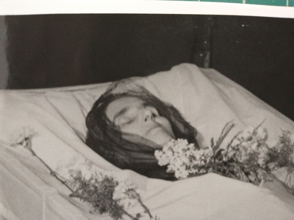 Vintage Post Mortem Photograph Woman Open Coffin Occult Halloween | eBay