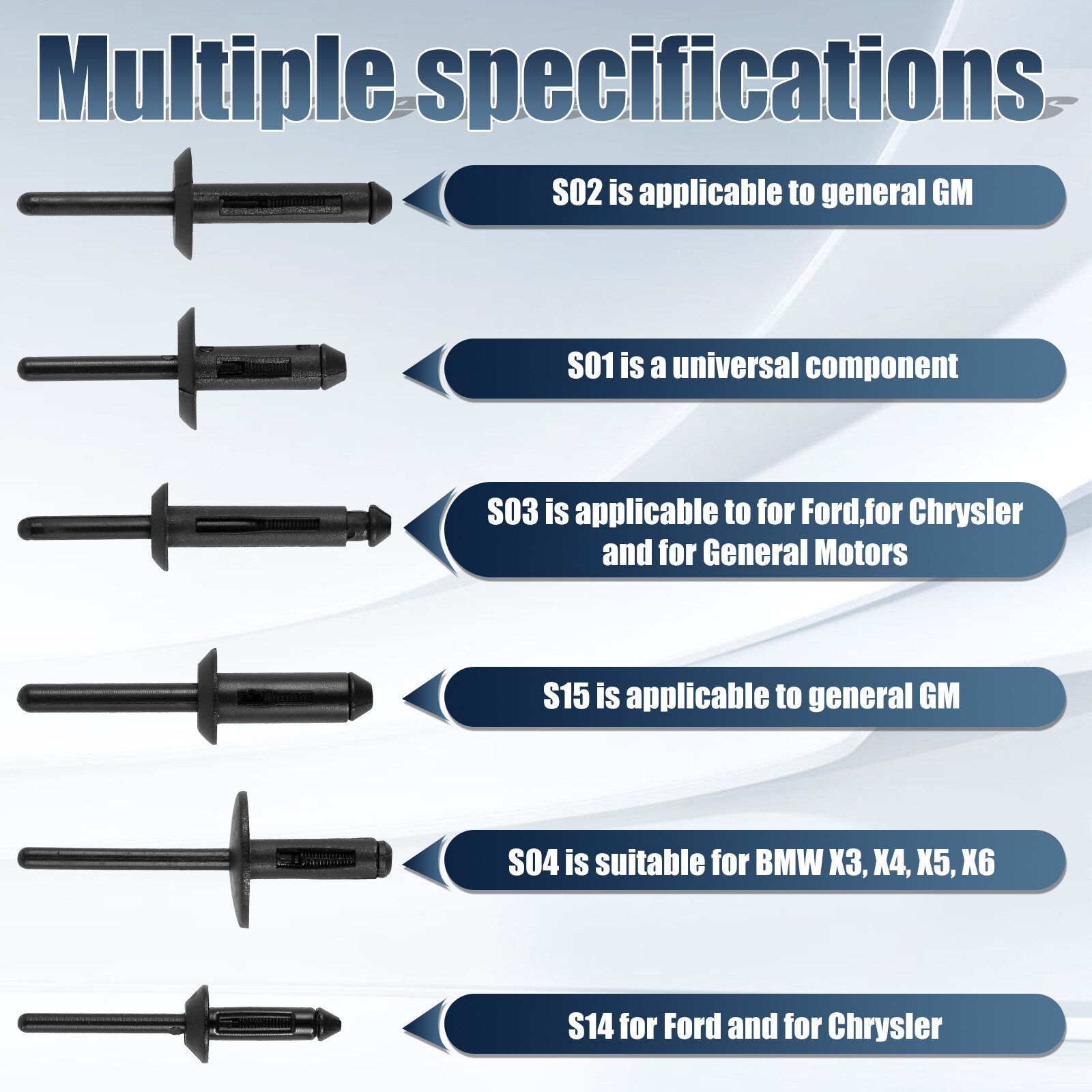 115Pcs Car River Clips Plastic Auto Pop River Assortment with 6 Sizes ...