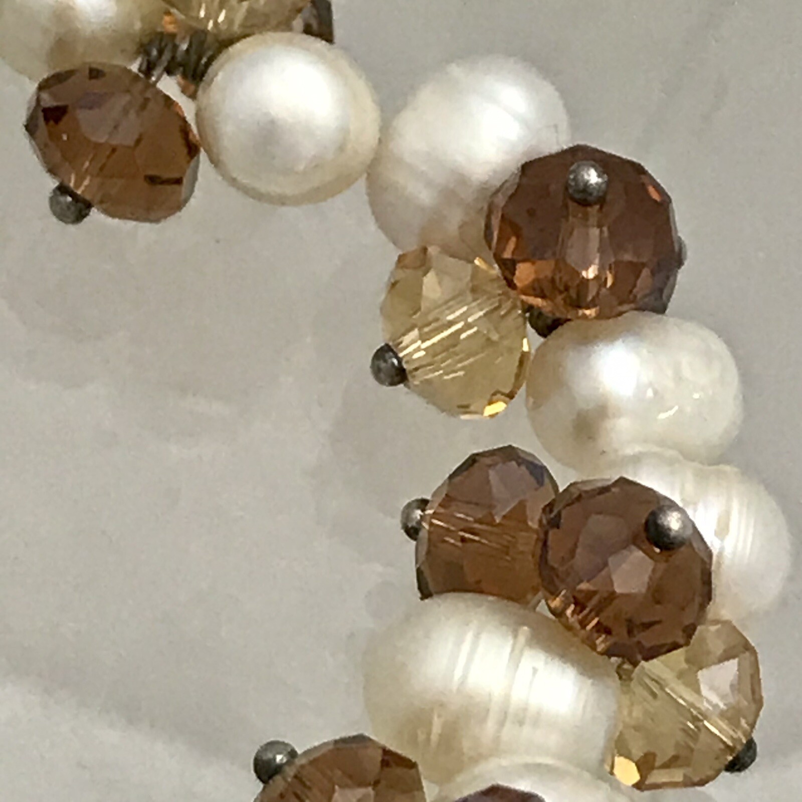 Teng Yue Signed Freshwater Pearl and Crystal Beaded Cluster Bracelet | eBay