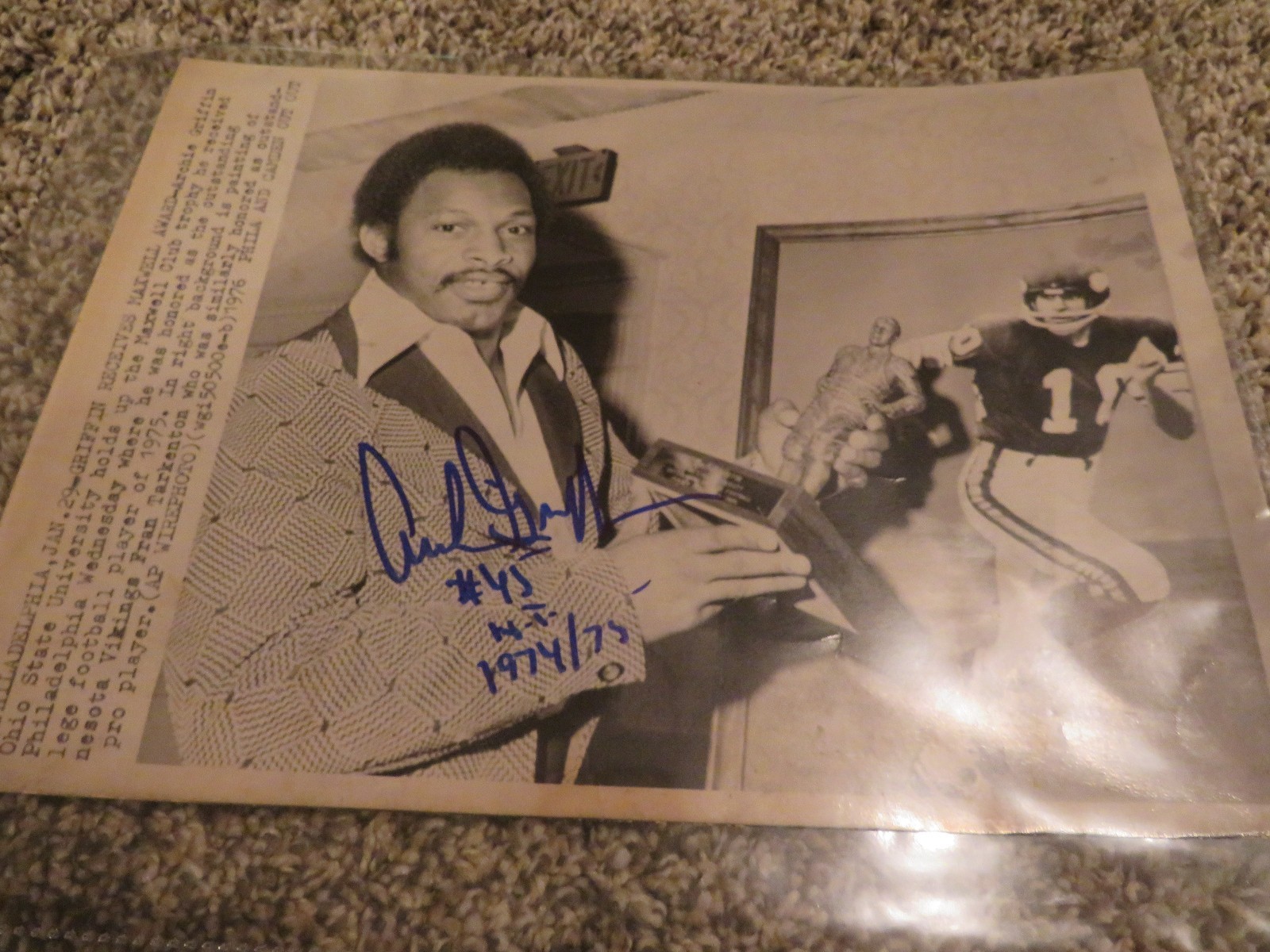 Archie Griffin signed autographed wire photo Ohio State Heisman Maxwell ...