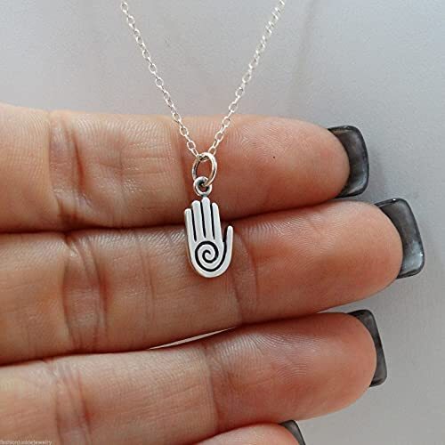Sterling Silver Tiny Spiritual Healing Hand Charm Pendant Necklace 18 ...
