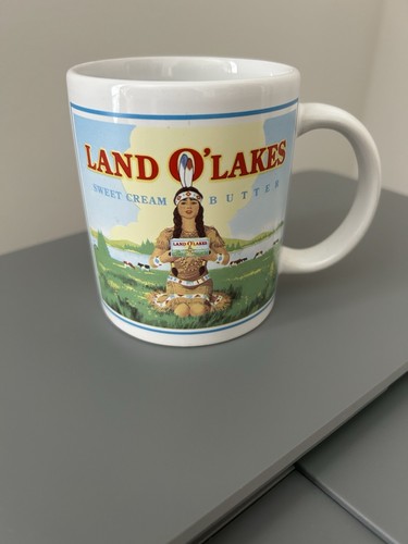 Vintage Land O' Lakes Sweet Cream Butter Coffee Cup/Mug Native Indian ...