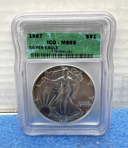 1987 American Silver Eagle MS69 ICG Grading Company Nice Coin 90 % ...
