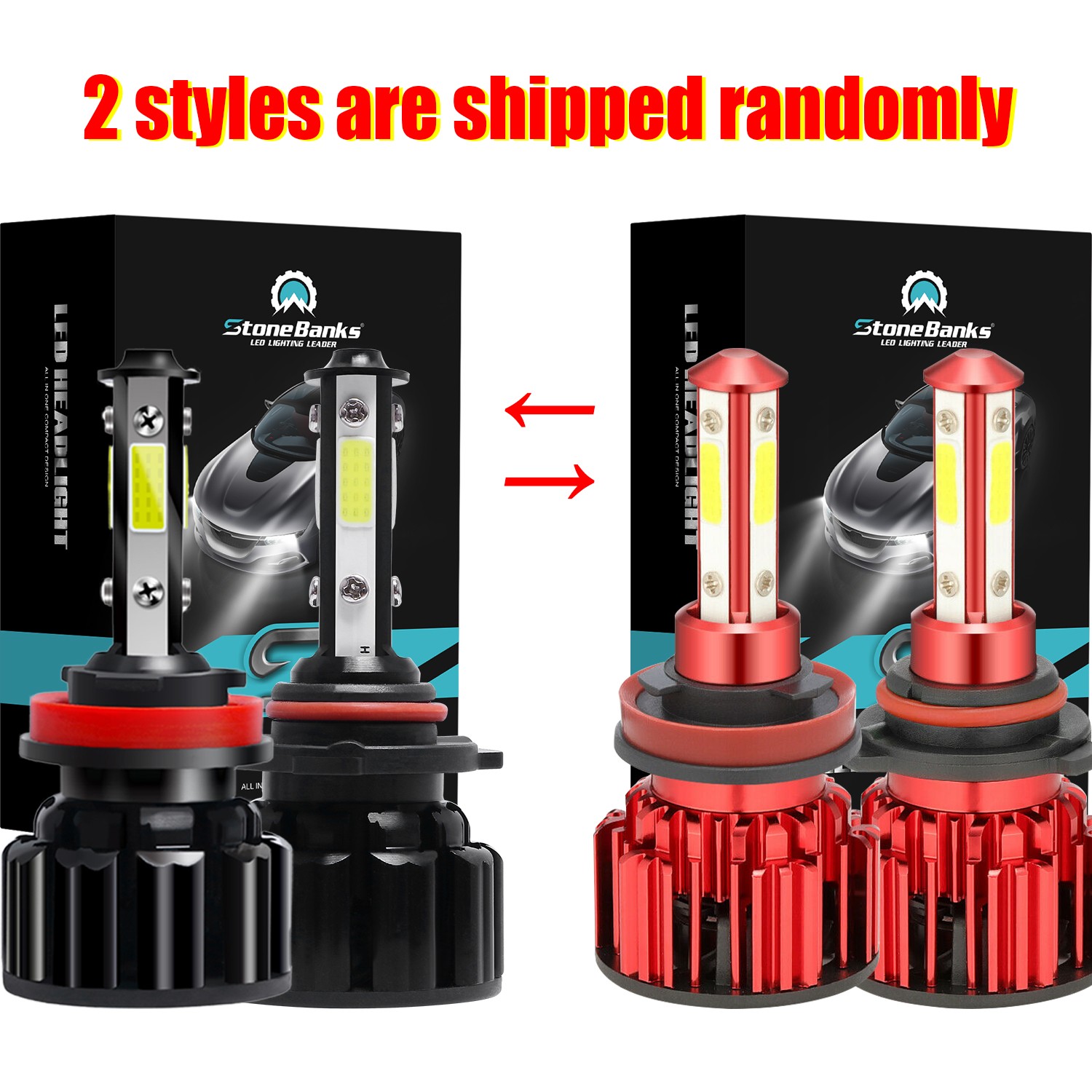 4 Sided 9004 LED Headlight Bulbs Hi/Lo Beam 10000W 3600000LM 6000K ...