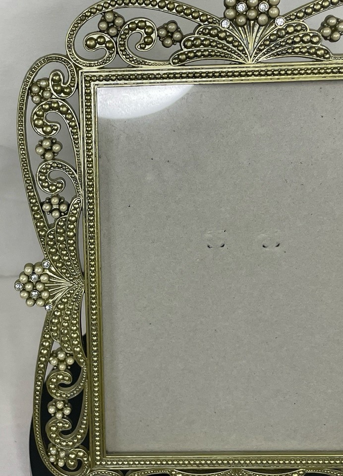 Vintage Burnes of Boston Picture Frame Gold/Bronze Pearl Rhinestone ...