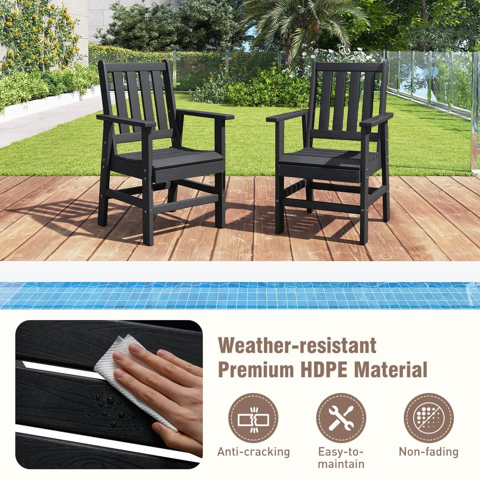 6PCS Patio Dining Bench Set Outdoor HDPE Weather Resistant Table and ...