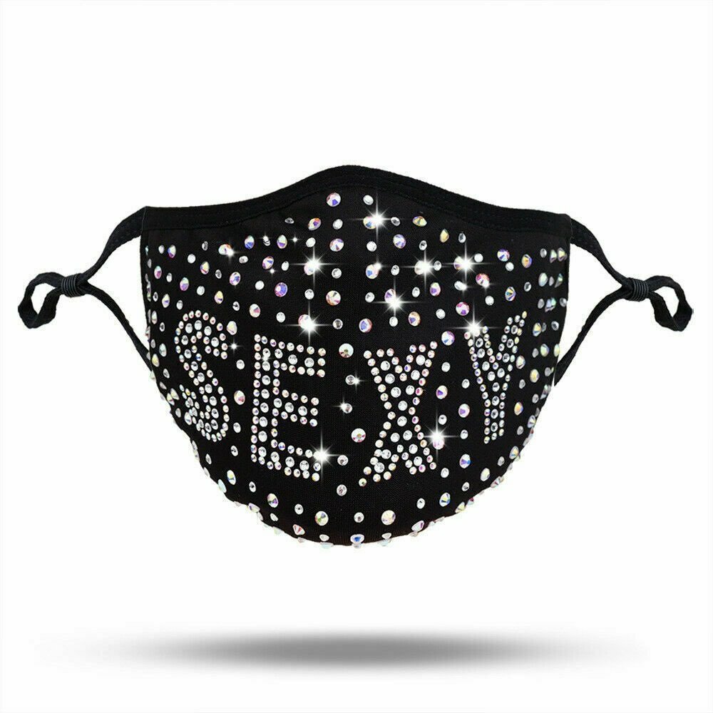 Rhinestone Bling Crystal Queen Face Mask Sparkly Reusable Adjustable | eBay
