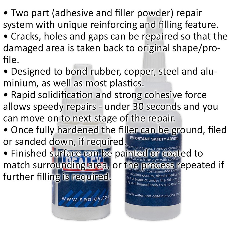 2-Part Adhesive & Filler Repair System - Fast-Fix Filler Powder - White ...