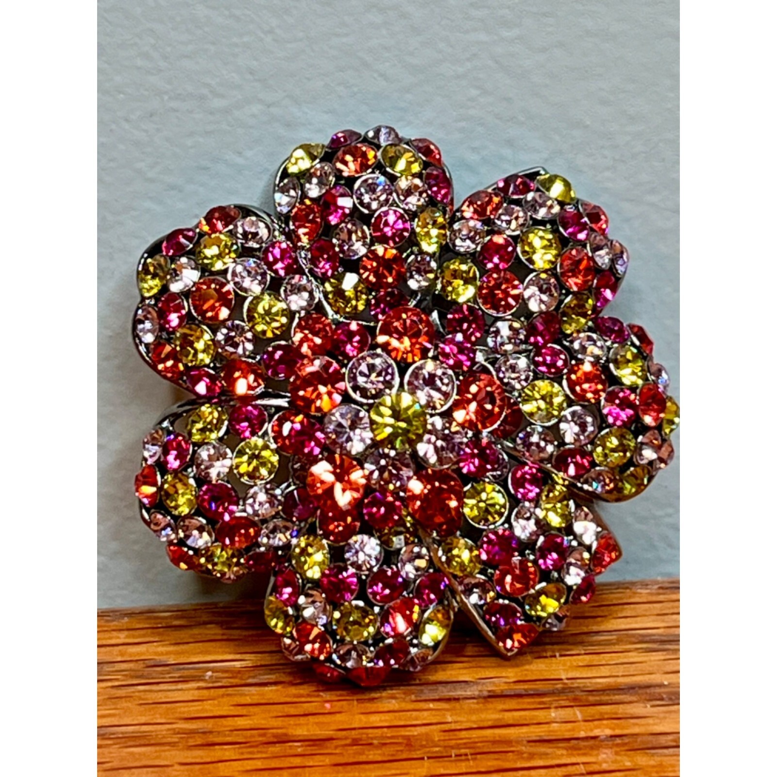 Joan Rivers Rhinestone Brooch, Large Domed Flower Bro… - Gem