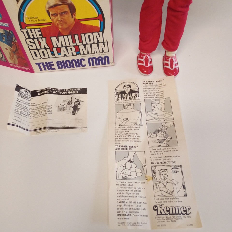 1ST/ED 1976 SIX MILLION DOLLAR MAN WITH LIFTING MOTOR KENNER BIONIC MAN ...