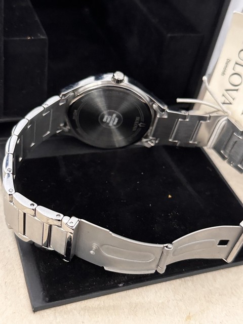 Bulova Men's 96D142 Diamond Accent Black Dial Bracelet 40mm Watch for ...