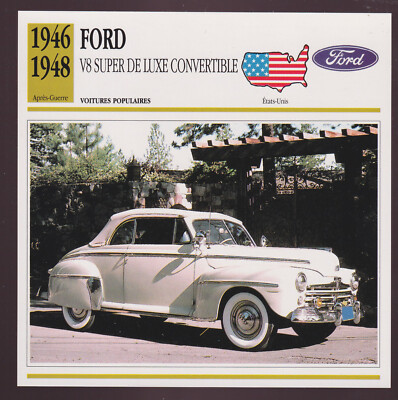 1946 1947 1948 Ford V8 Super DeLuxe Convertible Car Photo Spec Sheet ...