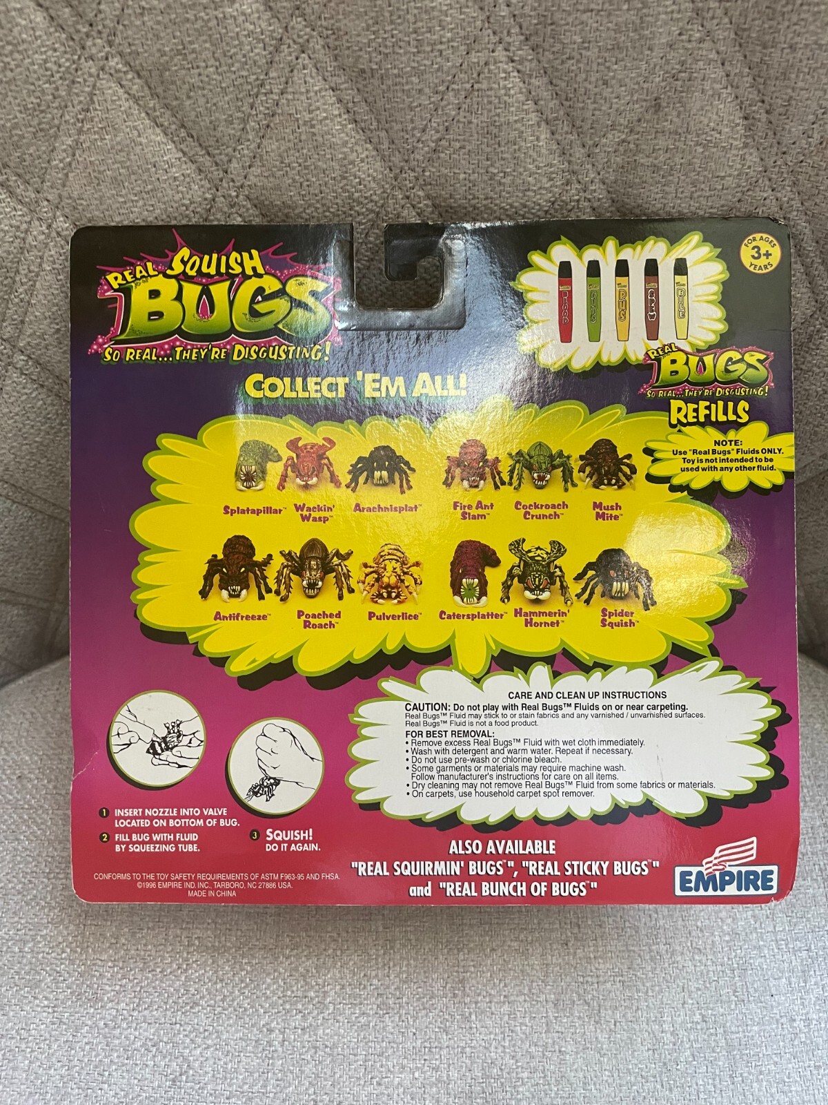 Vintage 1996 Empire Real Squish Bugs Splatapiller Wackin Wasp ...