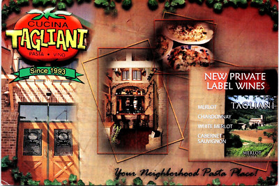 Postcard Glendale Arizona Cucina Tagliani Pasta and Vino Since 1993 | eBay