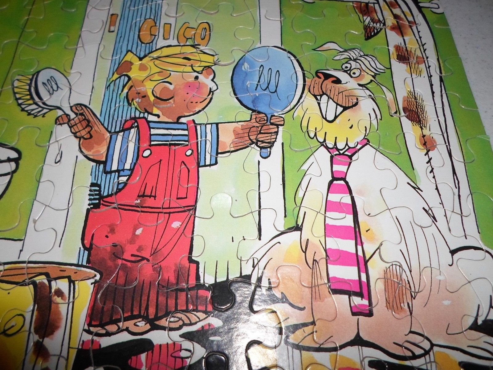 Complete ! 99/100 Piece Puzzle Dennis the Menace Ruff Dog Bath Golden ...